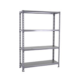 Rayonnage métallique léger sans vis 1500x1200x500 - 4 niveaux Gris - SIMON RACK - 8425437091582