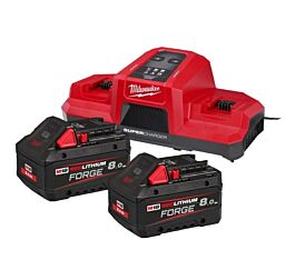 PACK BATTERIES 8AH FORGE MILWAUKEE 18V AVEC CHARGEUR M18 FOR...