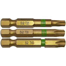 Embout de vissage -Torsion TiN -Pour vis Torx (Blister) N°: N25-30-40 ...